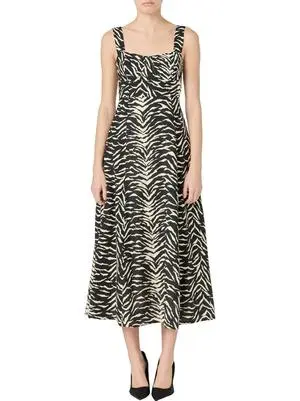 Endless Rose Animal Print Corset Cotton Dress - Black/ Ivory