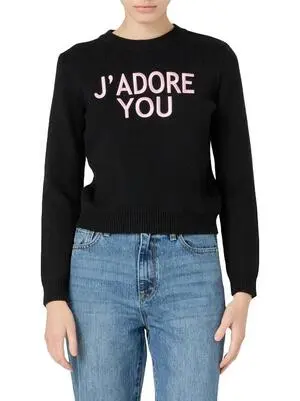 Endless Rose J'adore You' Sweater - Black