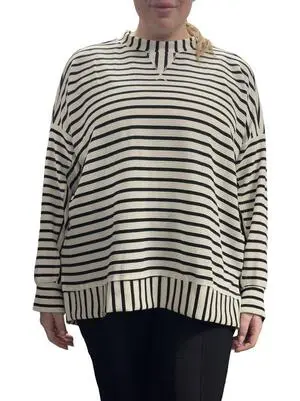 STANDARDS & PRACTICES Stripe Thermal Knit Top - Black White