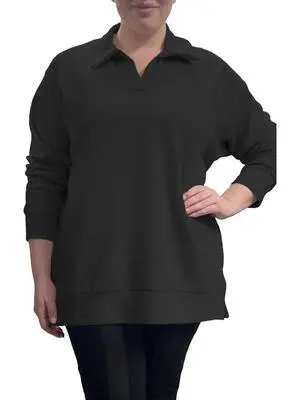 STANDARDS & PRACTICES Johnny Collar Long Sleeve Top - Black
