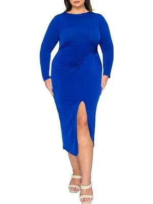 L I V D Estelle Ruched Body-con Midi Dress - Royal