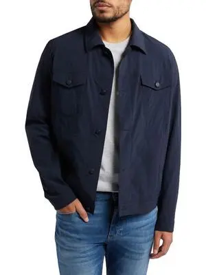 BOSS BOSS Carper Stretch Nylon Snap-Up Jacket Dark Blue