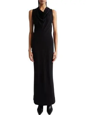 TOTEME Cowl Neck Stretch Crepe Dress - Black
