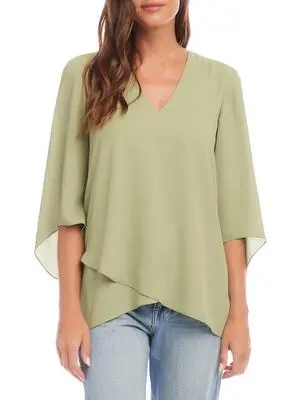 Karen Kane Crossover Hem Top - Moss