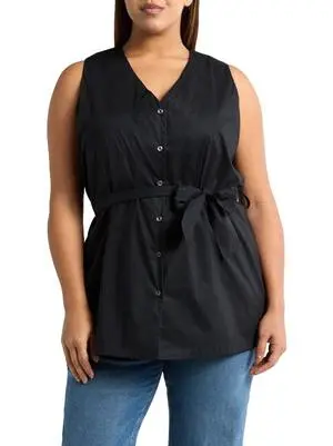 HARSHMAN Reya Tie-waist Button-up Top - Black
