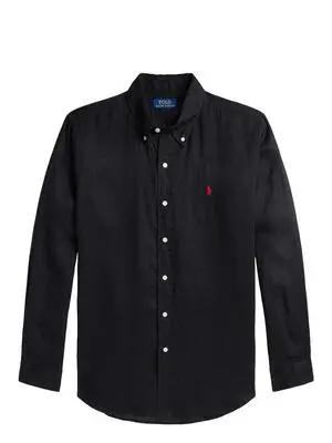 Polo Ralph Lauren Solid White Linen Button-down Shirt Black