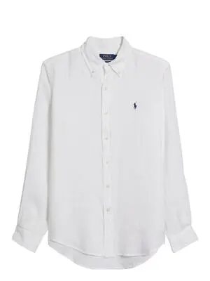 Polo Ralph Lauren Solid White Linen Button-down Shirt White