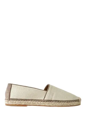 Brunello Cucinelli Suede-Trimmed Raffia Espadrilles Neutral