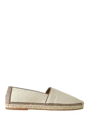 Brunello Cucinelli Suede-trimmed Raffia Espadrilles - Neutrals