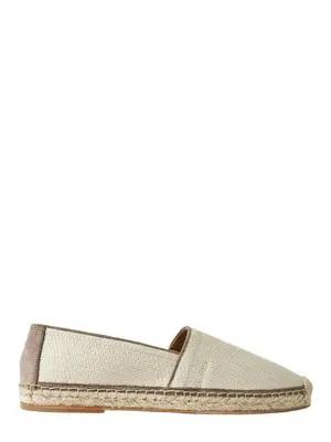 Brunello Cucinelli Suede-trimmed Raffia Espadrilles - Neutrals