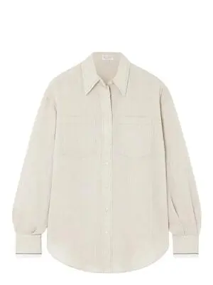 Brunello Cucinelli Bead-embellished Linen Shirt - Neutrals