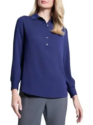 Jones New York Side Button Popover Tunic Top - Pacific Navy