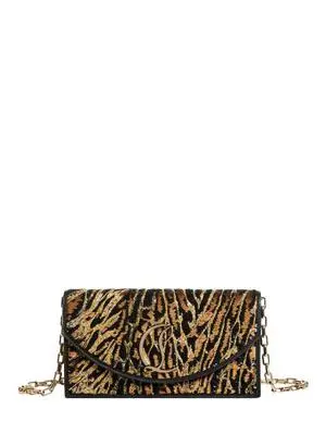 CHRISTIAN LOUBOUTIN Loubi54 Sequin & Leather Clutch - Black/ Multi/ Gold