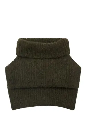 Mango Rib Turtleneck Snood Khaki Green