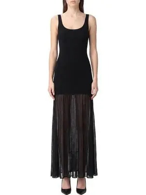 TOTEME Long Knit Dress With Square Neckline And Off-the-shoulder Design - Black