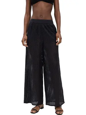 Solid & Striped The Delaney Wide Leg Eyelet Pants - Black
