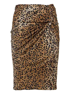 Versace Safety Pin Leopard-print Skirt - Brown