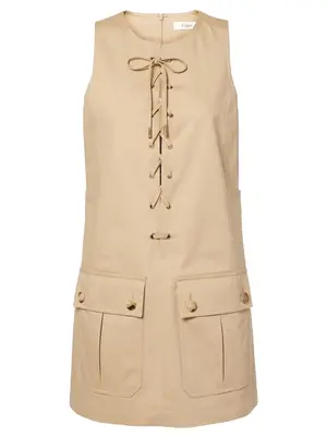 Chloé Cotton Satin Minidress - Beige