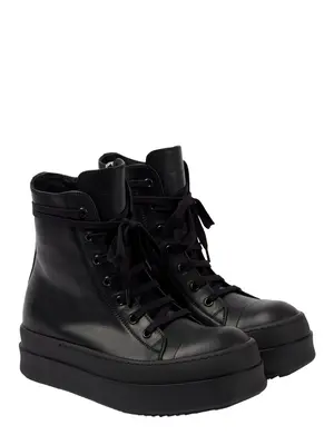 Rick Owens Mega Bumper Leather Sneakers - Black