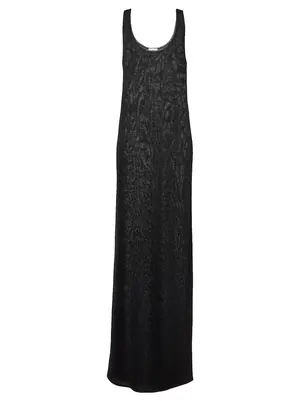 Saint Laurent Lamé Maxi Dress - Black