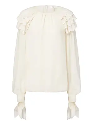 Chloé Ruffled Silk Blouse - White