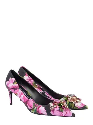 Dolce & Gabbana Lollo Embellished Floral Pumps - Black