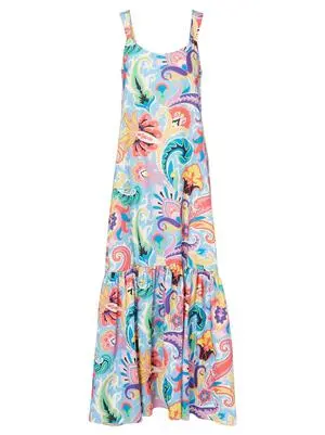 Etro Etro Printed Cotton And Silk Maxi Dress Multicoloured