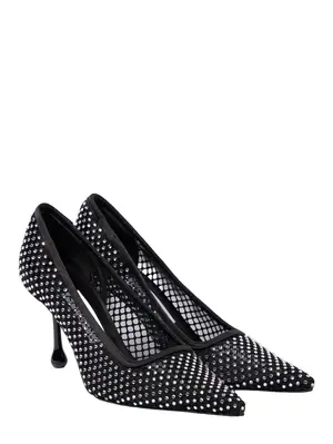 JIMMY CHOO Ixia 80 Embellished Mesh Pumps - Black