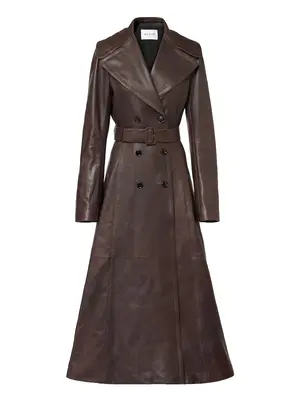 Alaïa Leather Coat - Brown