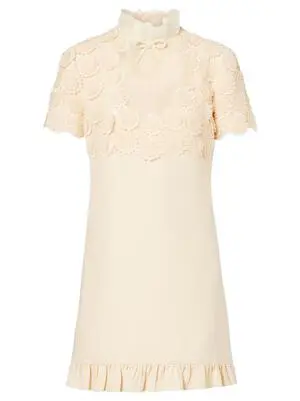 Valentino Garavani Crepe Couture Embroidered Minidress - Beige