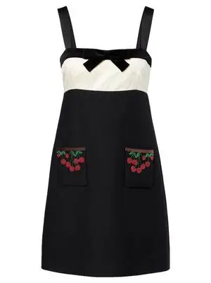 Valentino Garavani Crepe Couture Embroidered Minidress - Black