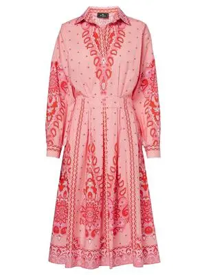 Etro Printed Cotton-blend Midi Shirt Dress - Multicoloured