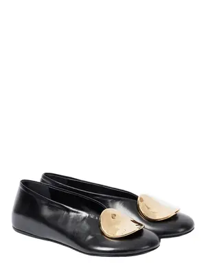 JIL SANDER Leather Ballet Flats - Black