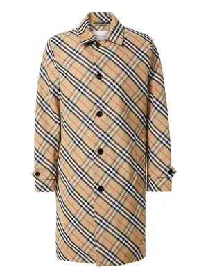 Burberry Check Overcoat - Beige