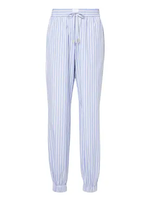 Attico Striped Cotton Pajama Pants - Blue