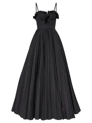 Giambattista Valli Ruched Pleated Cotton Gown - Black