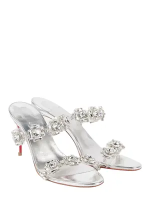 CHRISTIAN LOUBOUTIN Just Jewel 85 Embellished Mules - Silver