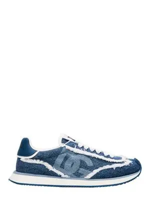 Dolce & Gabbana Distressed Denim Runner Sneakers - Blue
