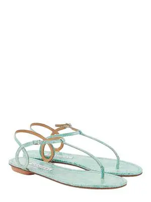 AQUAZZURA Almost Bare Leather Thong Sandals - Green