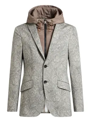Etro Floral Print Blazer With Vest Insert - Grey
