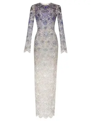 Oscar De La Renta Embellished Tulle Gown - Blue