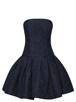 Oscar De La Renta Cloqué Cape-back Dress - Navy
