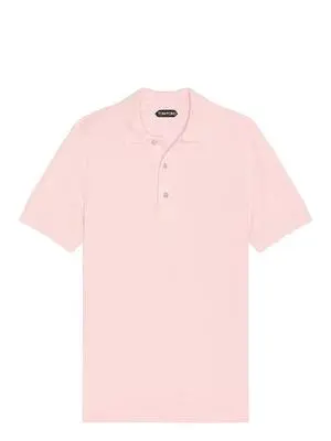 TOM FORD Tom Ford Lyocell Piquet Polo In Mint Pale Rose