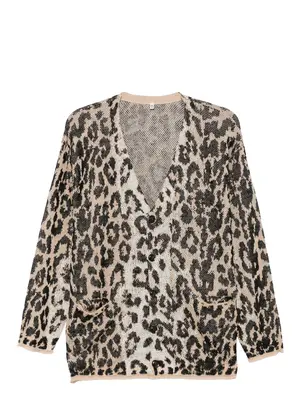 R13 Leopard-jacquard Cardigan - Brown