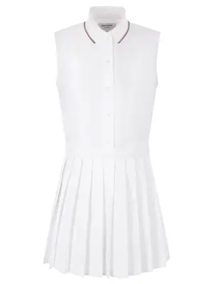 Thom Browne Pleated Skirt Shirt Dress - White