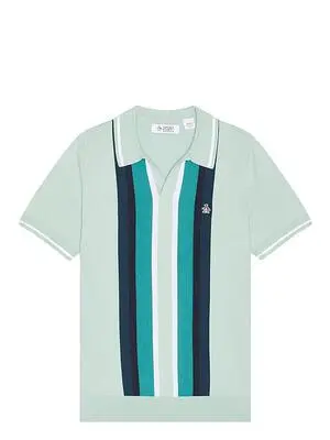 ORIGINAL PENGUIN Vertical Stripe Johnny Collar Polo In Blue - Blue Haze