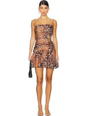 Agua Bendita X Cade Mini Dress - Wild Leopard Multi