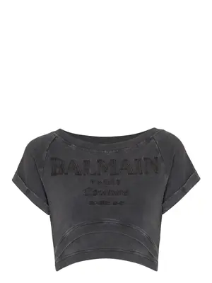 Balmain Couture-embroidered T-shirt - Grey