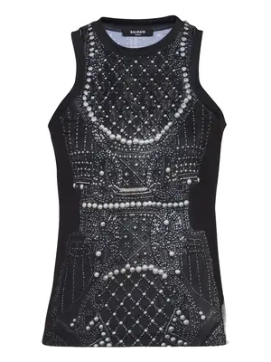 Balmain Embroidery-print Tank Top - Black