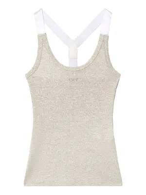 Off-White Ribbed Tank Top - Silver